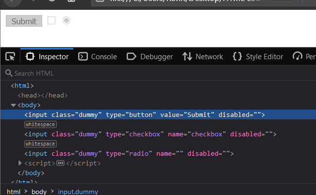 Add Disabled Attribute JavaScript Disable HTML Elements Example