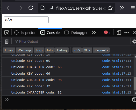 Javascript Keycode Events Keydown Keypress And Keyup Example Code