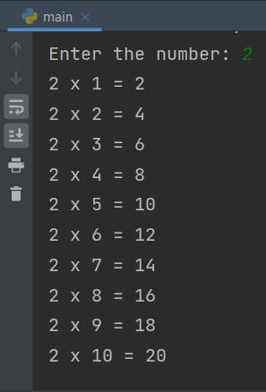 Program To Print Multiplication Table Of A Given Number In Python Code