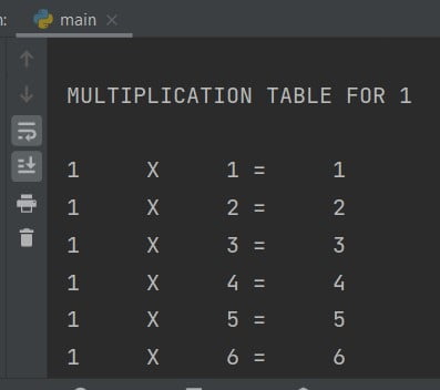 Python Program To Print Multiplication Table From 1 To 10 Code