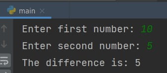 Python Difference Between Two Numbers Example Code