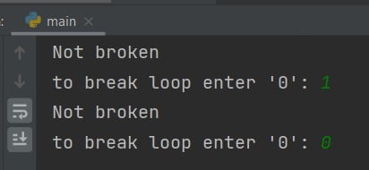 Python Exit While Loop With User Input Example Code
