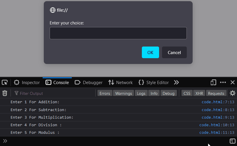 Arithmetic Operations Using Switch Case In Javascript Code