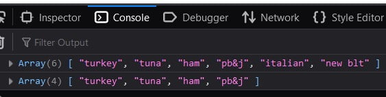 Javascript Immutable Arrays Example Code