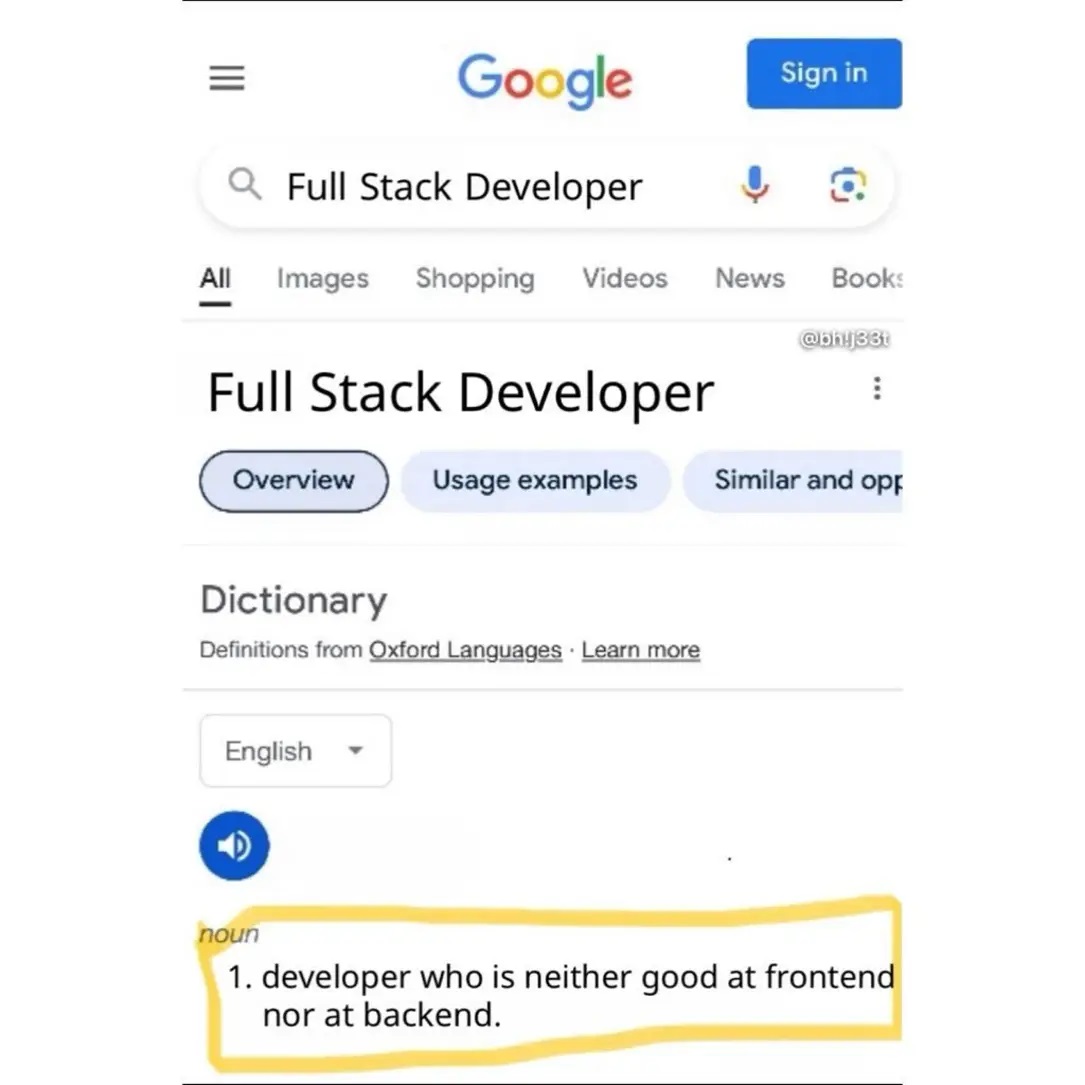 Full stack developer Memes