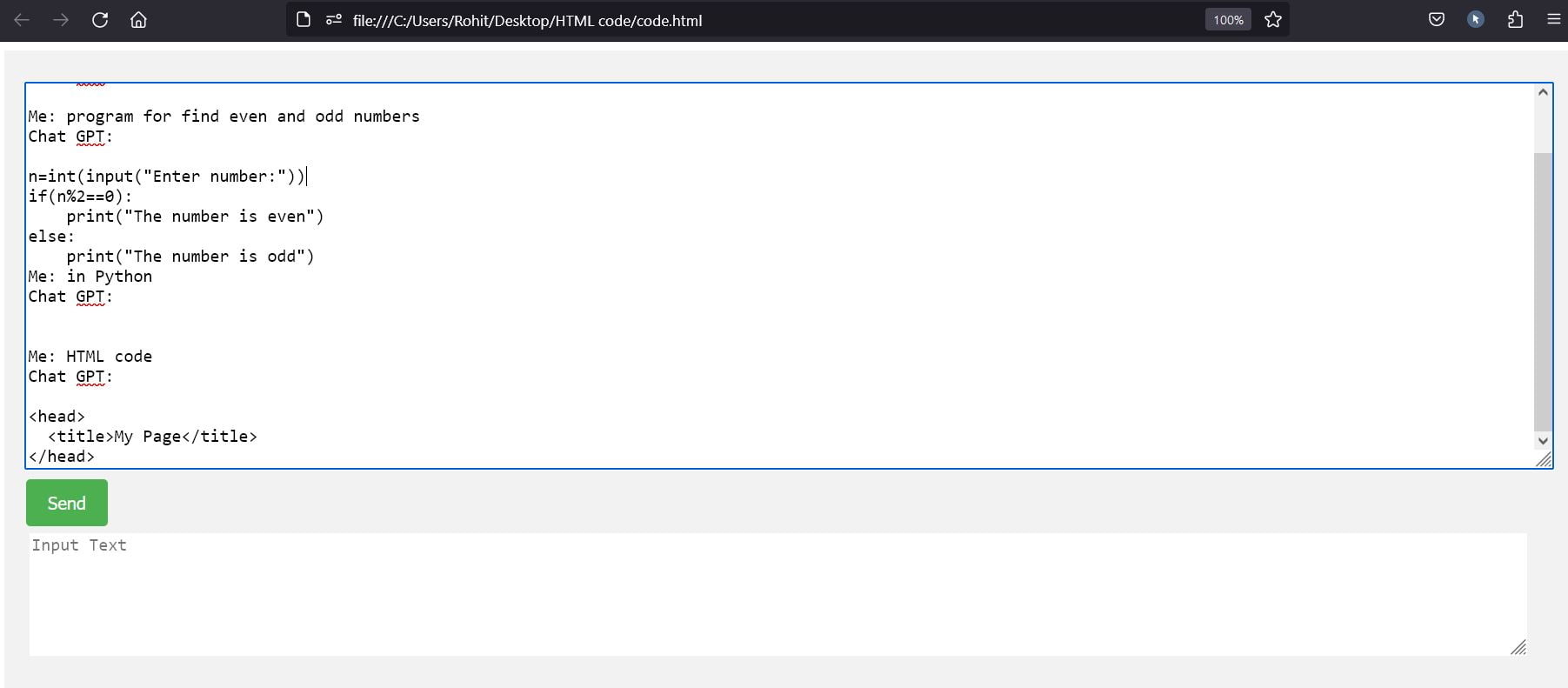 Chat Gpt In Javascript Basic