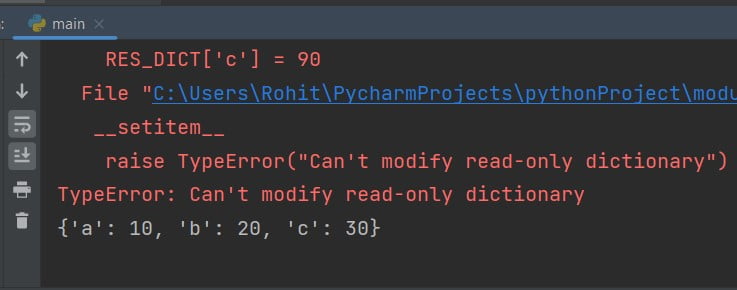 Python Constant Dictionary