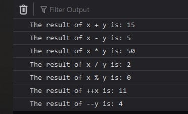 Javascript Math Operators