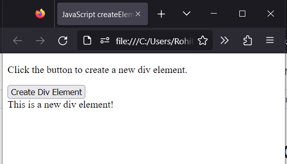 Javascript Createelement Method