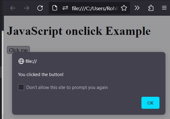Javascript Function Onclick