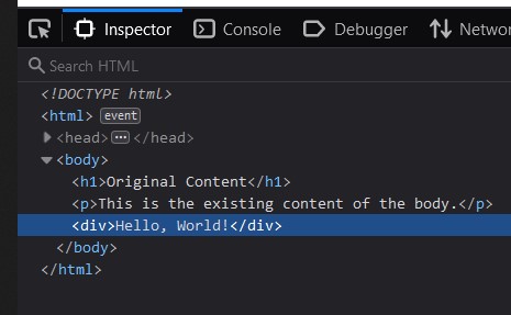 Javascript Append Html To Body