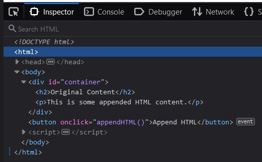 Javascript Append Html