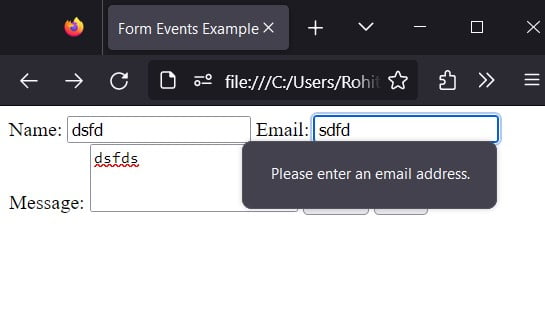 Form Events In Javascript